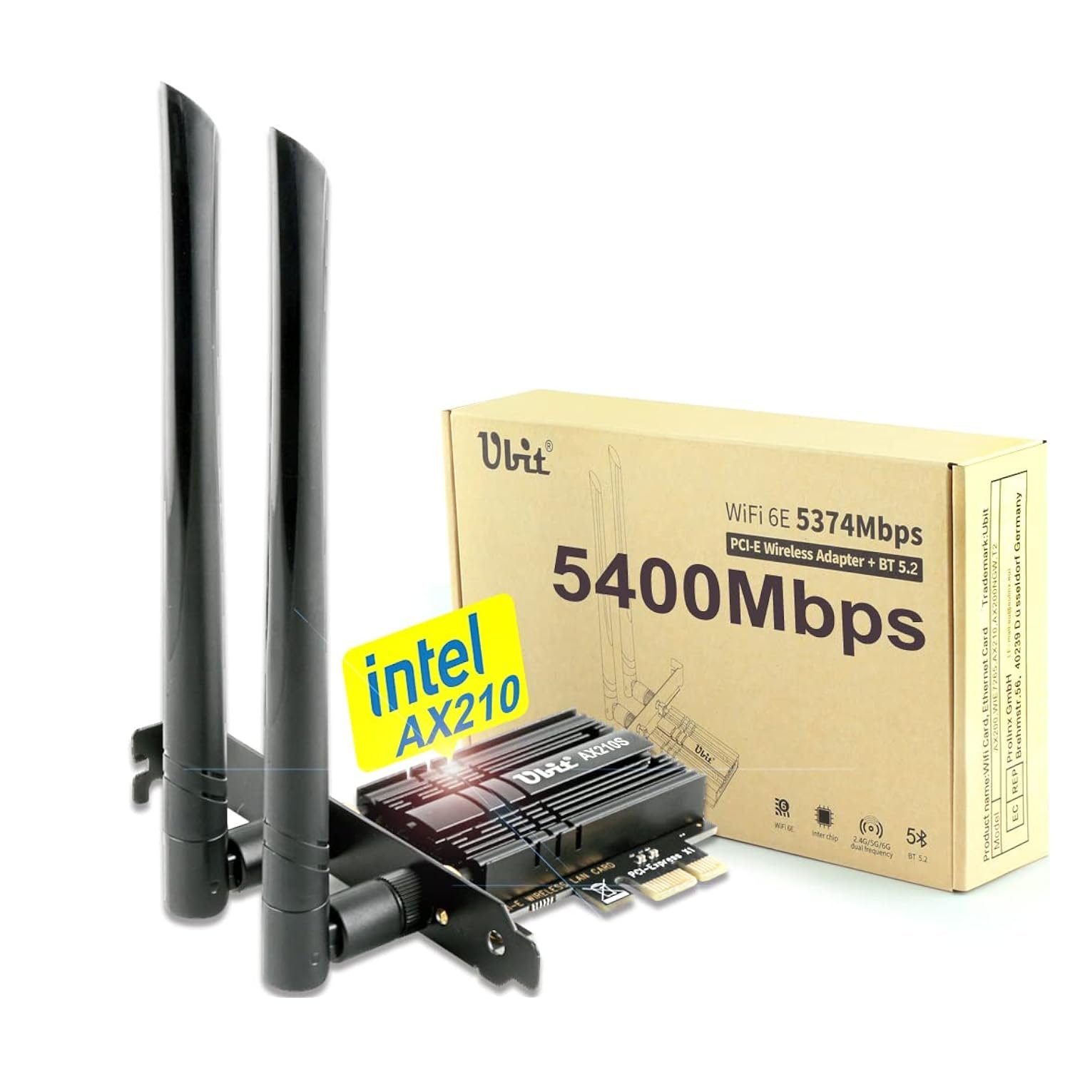 Wifi Card 6E 5400Mbps For Intel (6Ghz&5Ghz&2.4Ghz) Pcie Wifi Card, Bt 5 ...