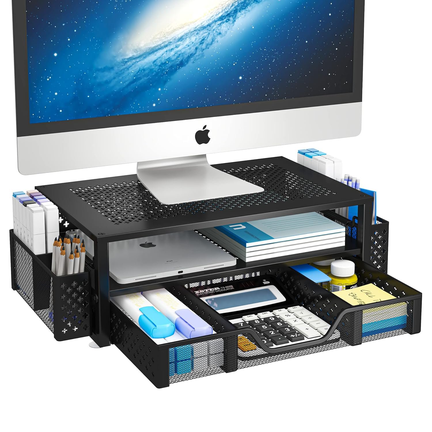 2 Tier Metal Monitor Stand Monitor Riser And Computer Desk Organizer ...