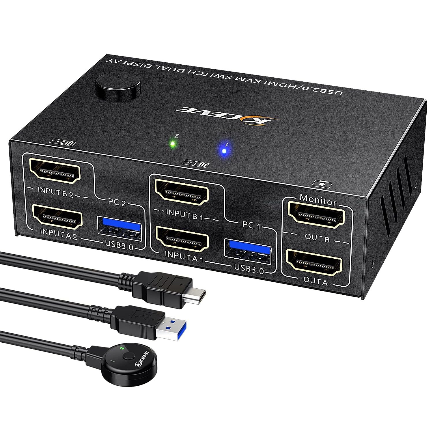 Usb 3.0 Dual Monitor Kvm Switch Hdmi 4K@60Hz 2K@144Hz Simulation Edid ...