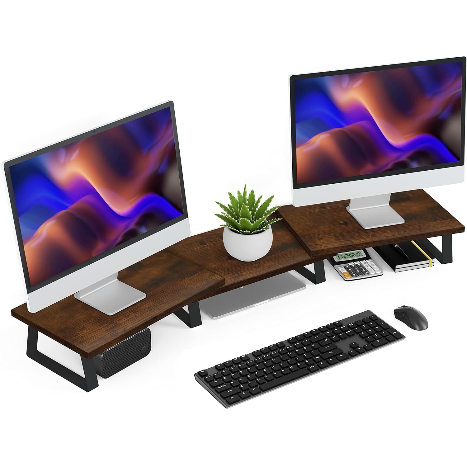 Large Dual Monitor Stand - Computer Monitor Stand, Desk Shelf For ...