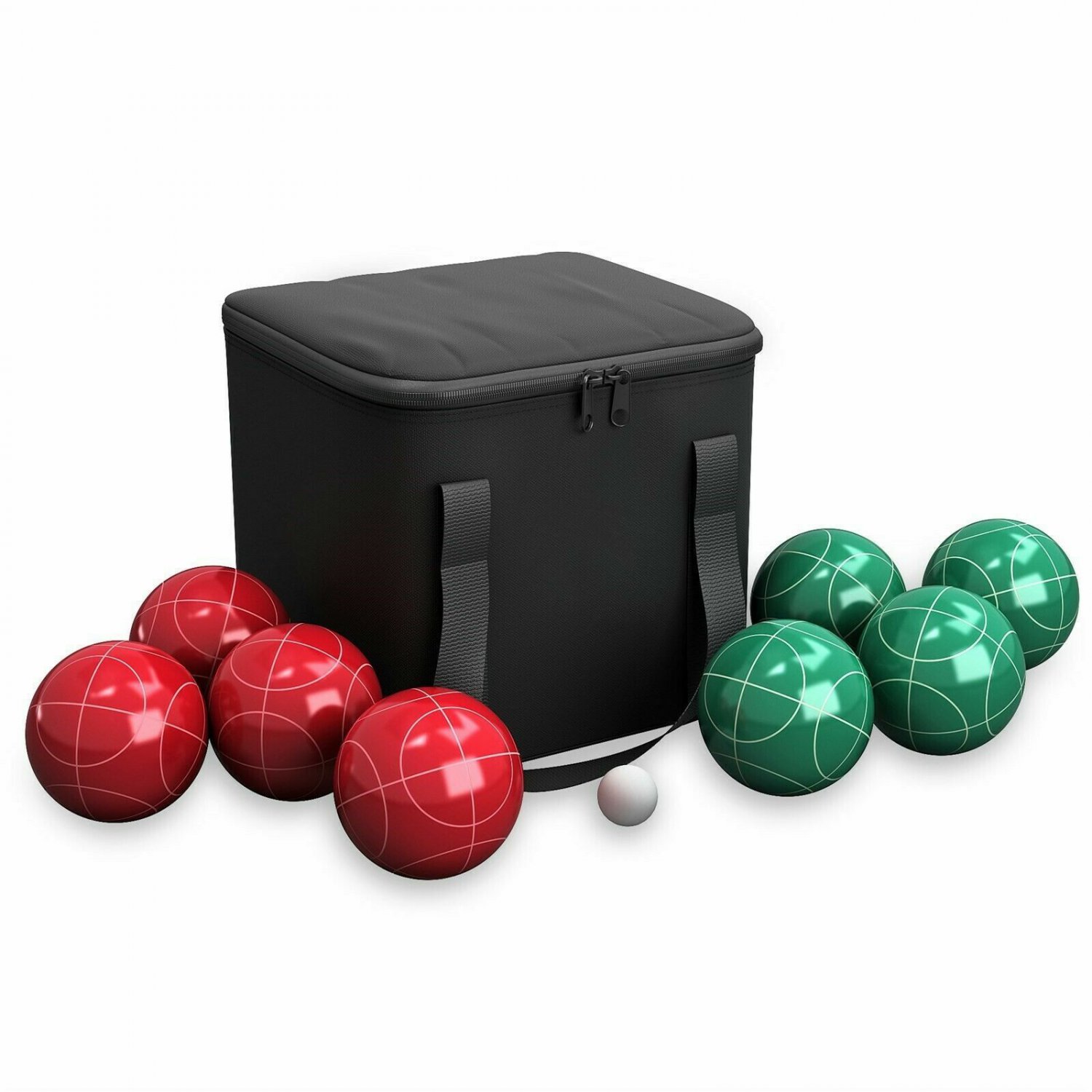 9 Piece Bocce Ball Set With Carrying Travel Case Backyard Family Lawn Game