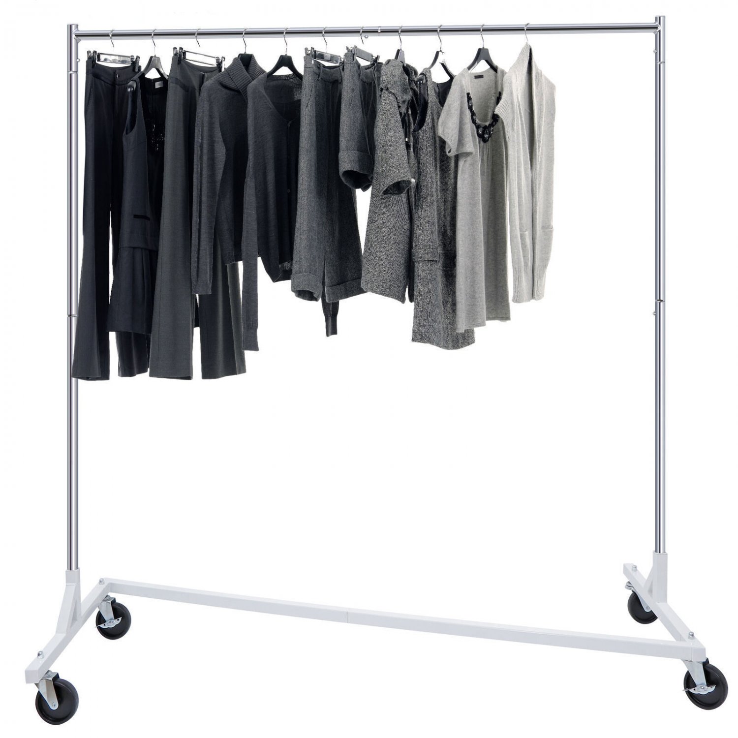 Heavy Duty Steel Clothes Rack Rolling Garment Z Clothing Rack W ...