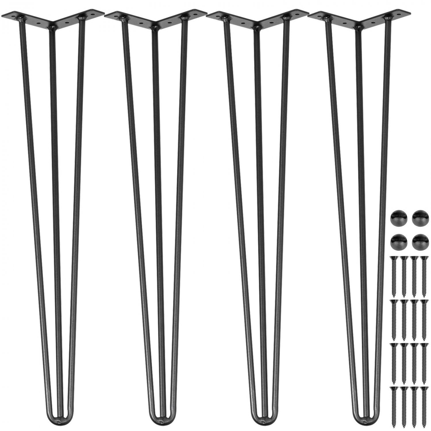 VEVOR Hairpin Table Legs 24 inch, Set of 4 DIY Desk Table Legs 3 Rods ...