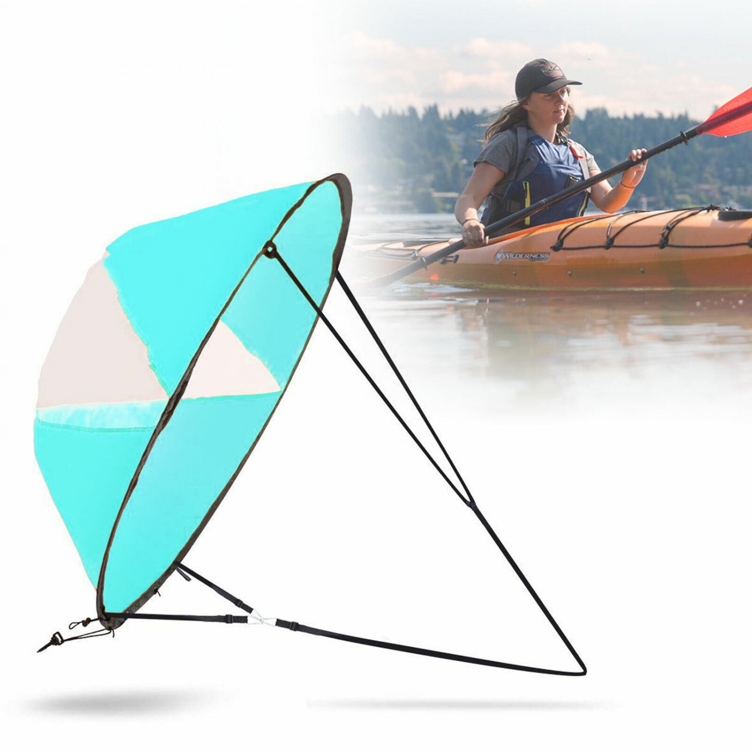 42" Foldable Kayak Boat Wind Sail Paddle Board Sailboat With ...