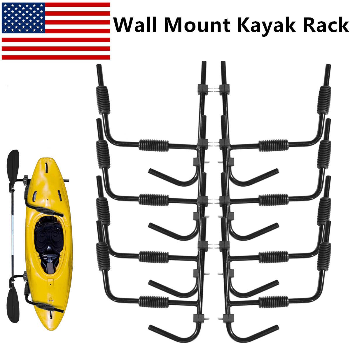 8Pcs Black Kayak Storage Wall Mount Hanger Rack Canoe Paddle Kayak ...
