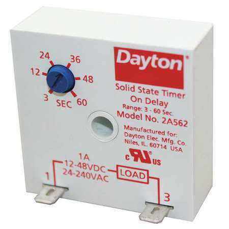 Dayton 2A562 Encapsulated Timer Relay 1A Solid State Standards: Curus