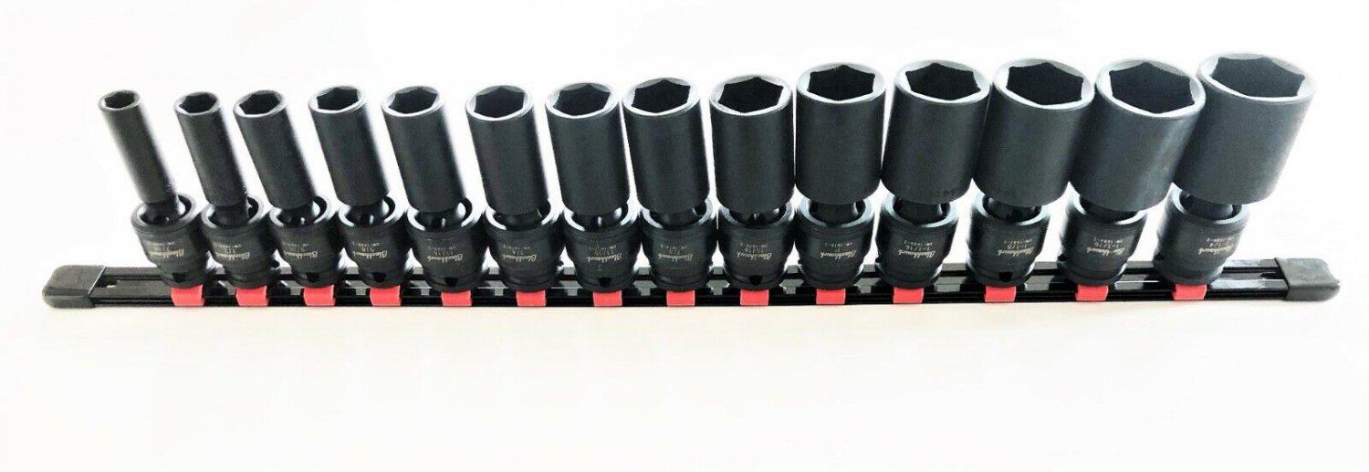 14 Proto Blackhawk 1/2 Deep Impact Universal Swivel Flex Socket Set SAE ...