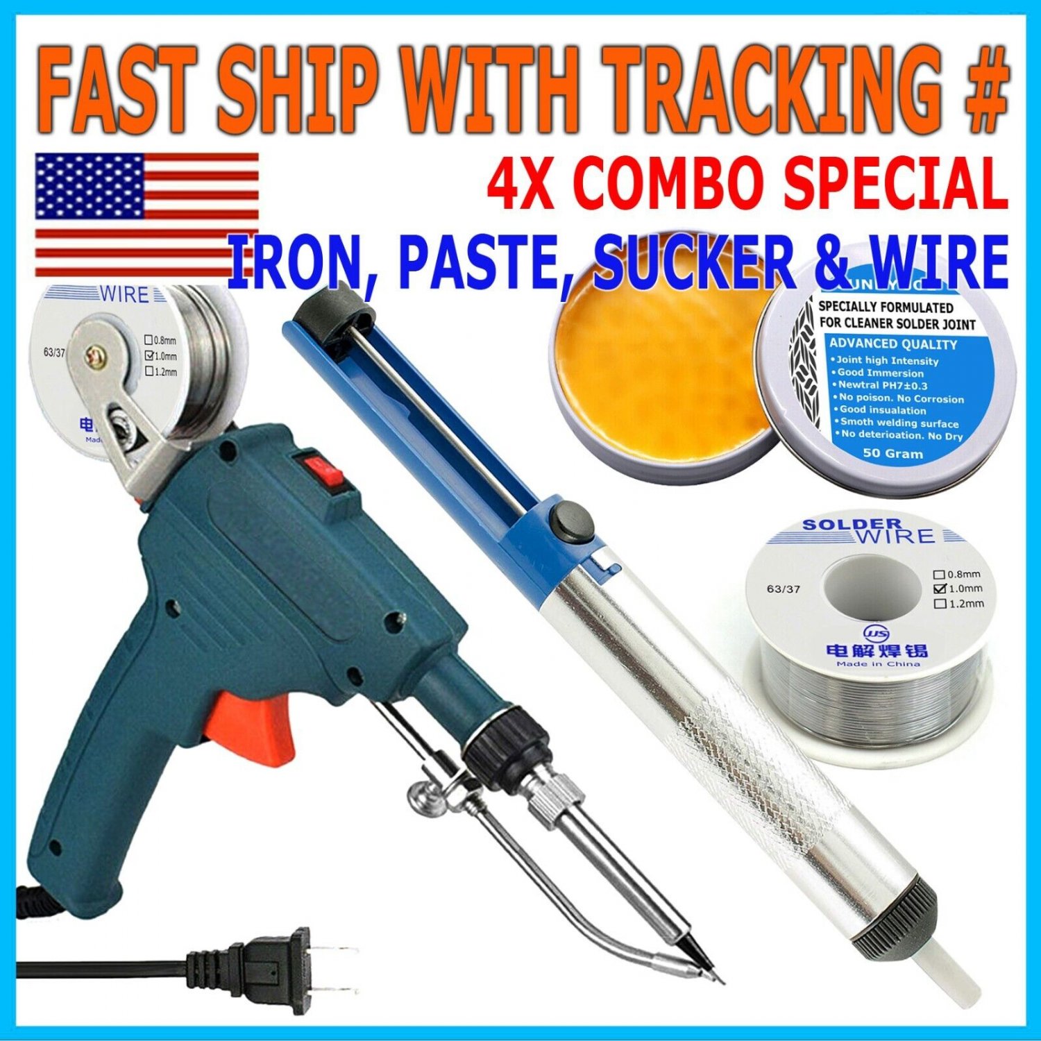 Electric Auto Soldering Iron Gun Kit Hand-Held Tweezers Wires Welding ...