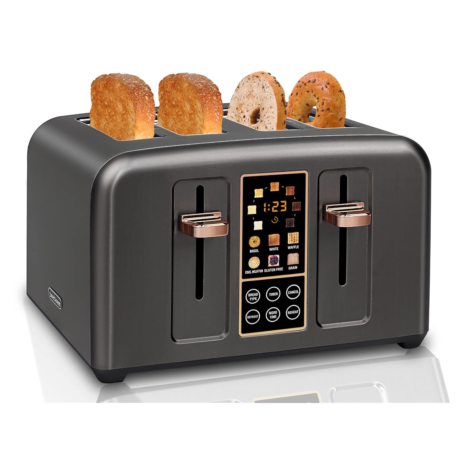 Toaster 4 Slice, Stainless Steel Bread Toaster With Lcd Display And ...
