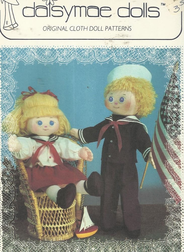 Vintage Doll Pattern-DAISYMAE DOLLS-21" Kate & Skipper Navy Doll-Too ...