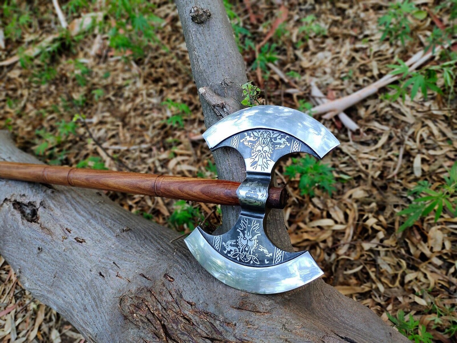 Medieval Viking Axe, Double Head Hand forged Carbon Steel Axe, Double ...