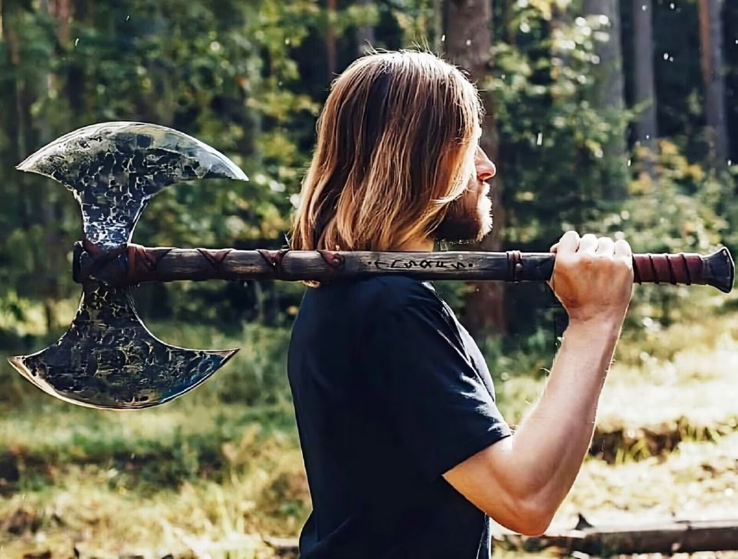 Viking Double Headed Axe, Bearded Battle Axe, Hand Forged Medieval ...