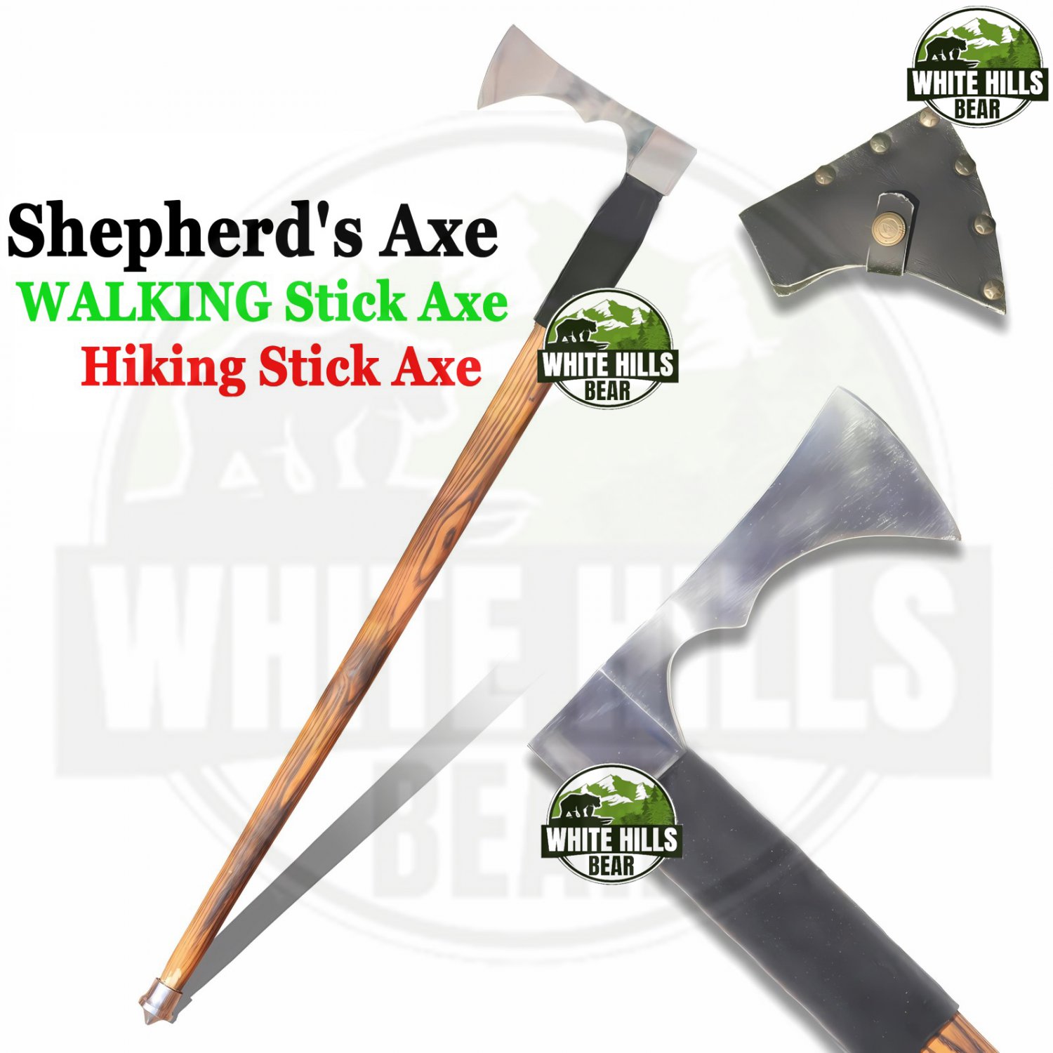 Walking Stick Axe Handmade 32” Hiking Axe Shepherd's Axe, Unique Gift ...
