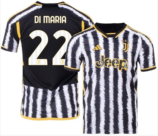 DI MARIA #22 Juventus 2023 2024 Home Men Football Soccer Shirt Jersey 23-24