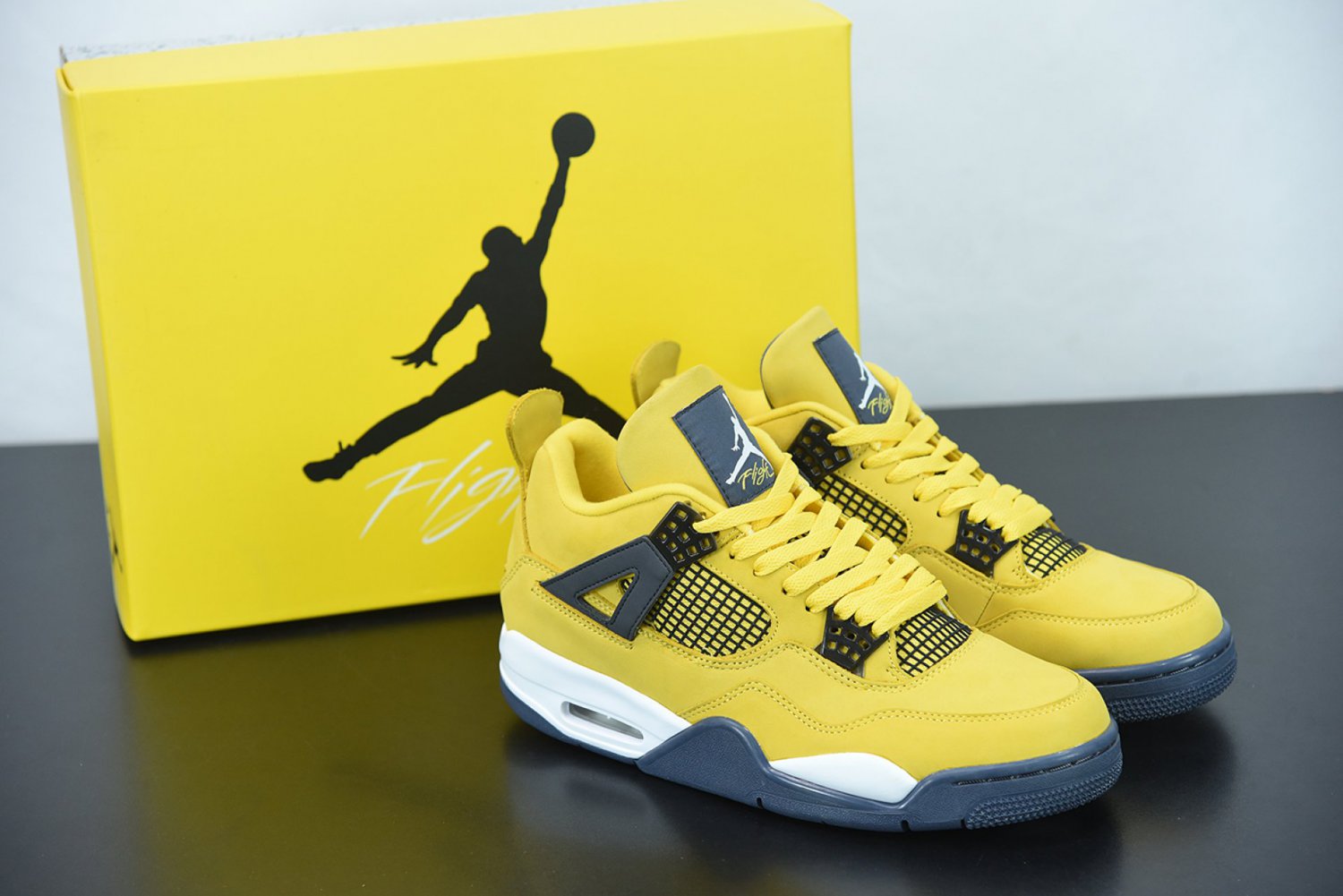 Nike Air Jordan 4 Retro Lightning TOUR YELLOWWHITE-DARK BLUE GREY