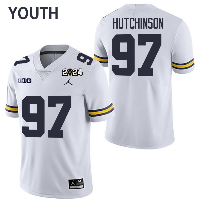 Michigan Wolverines 97 Aidan Hutchinson White 2024 College Championship ... Michigan Wolverines 97 Aidan Hutchinson White 2024 College Championship ...
