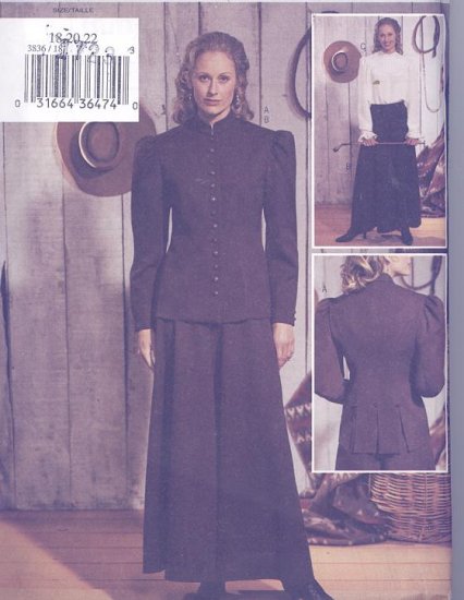 Butterick Pattern 3836 Women's Western Riding Skirt, Jacket and Blouse ...