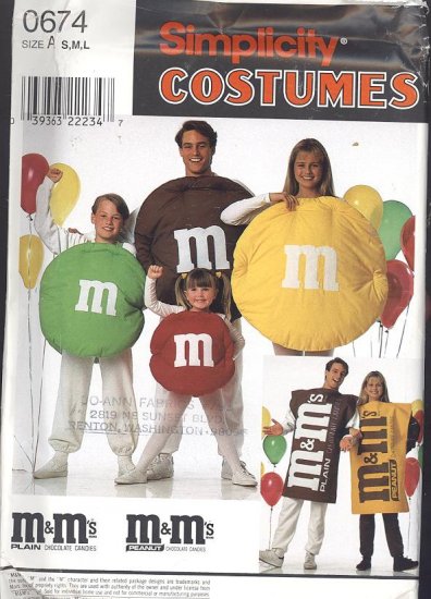 M & M's Costume Sewing Pattern Simplicity Children and Adult