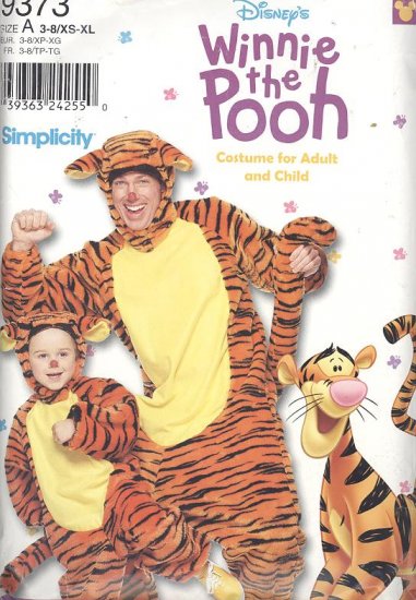 Tigger Costume Sewing Pattern Simplicity 9373 Adult and Children Sizes