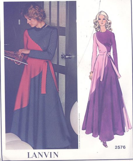 Vogue 2576 Lanvin Paris Original Asymmetrical Dress 1970s Vintage ...