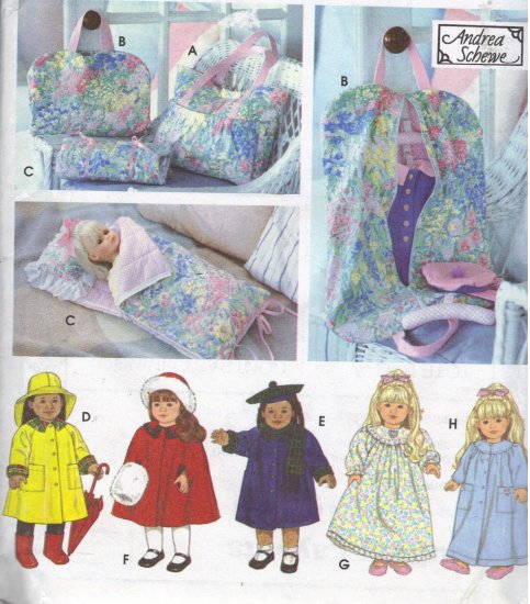 American Girl Doll Clothes, Tote, Sleeping Bag Simplicity 9833 Sewing ...