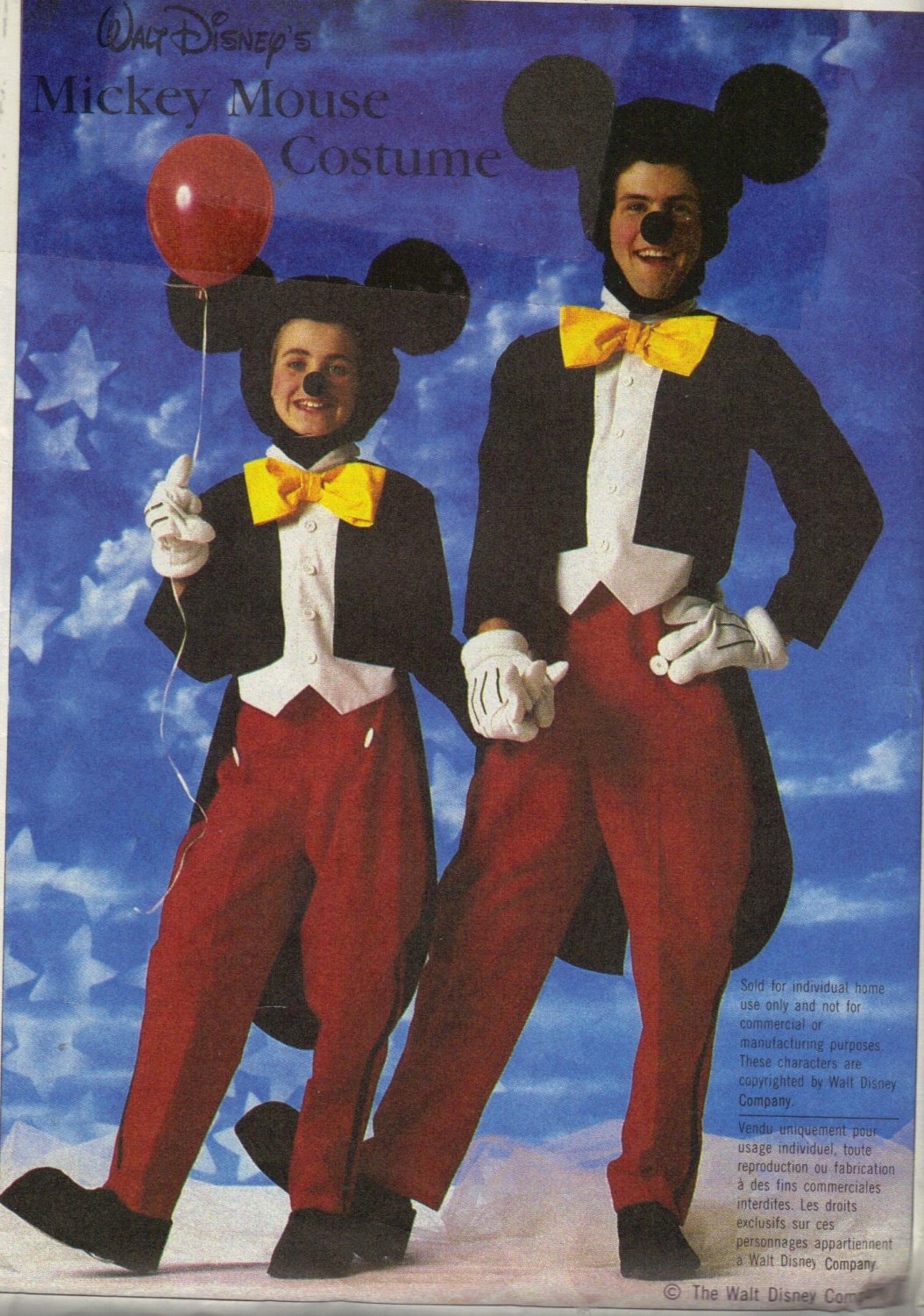 Disney Mickey Mouse Costume Pattern Simplicity 7729 Boys 2-4