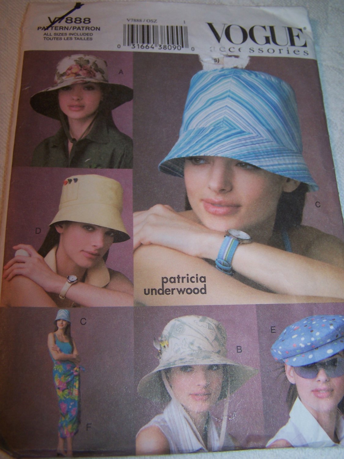 Vogue Sewing Pattern 7888 Vogue Hat Patterns 5 Designs by Patricia ...