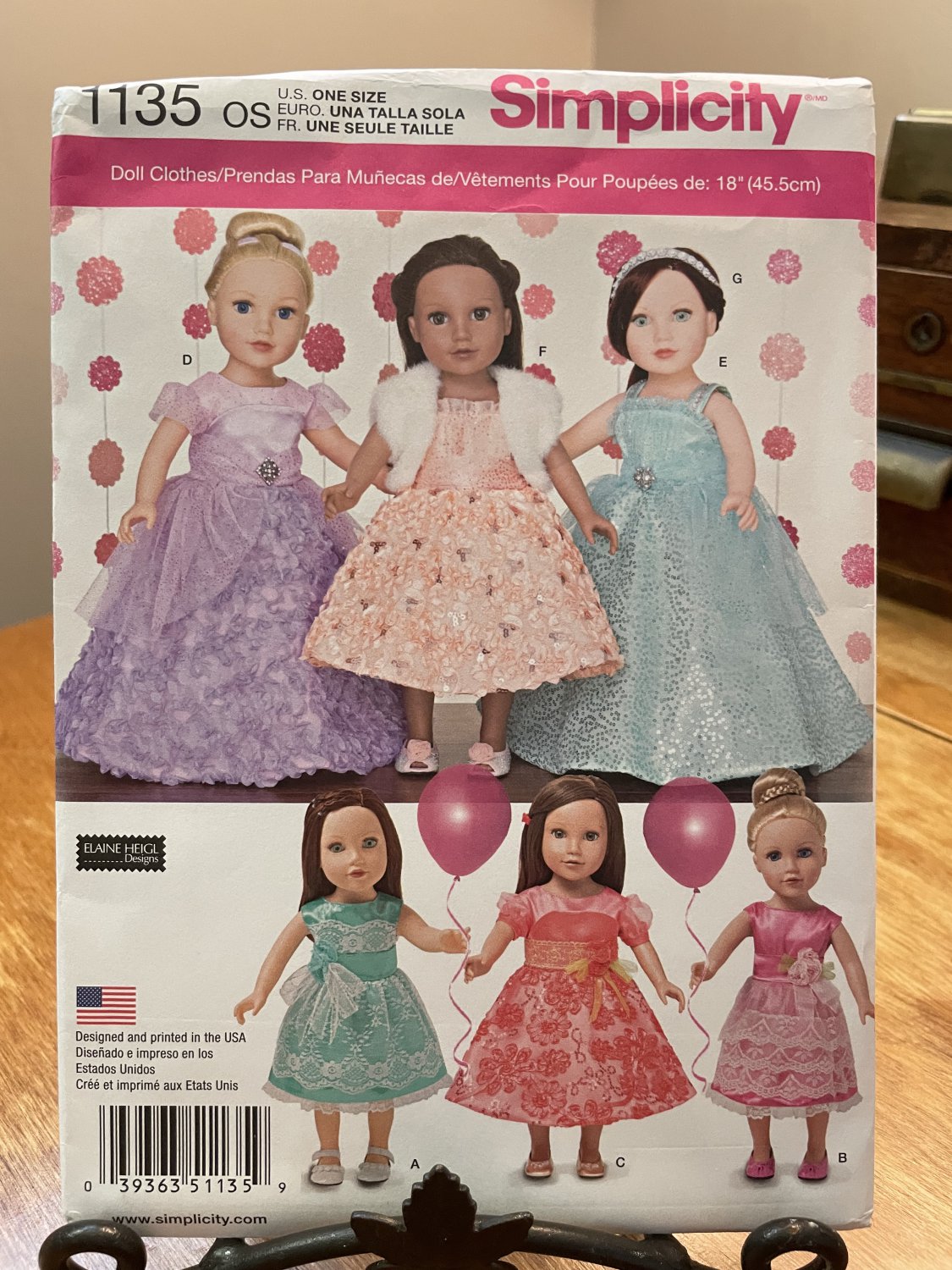 18" Doll Clothes Wardrobe Sewing Pattern Simplicity 1135