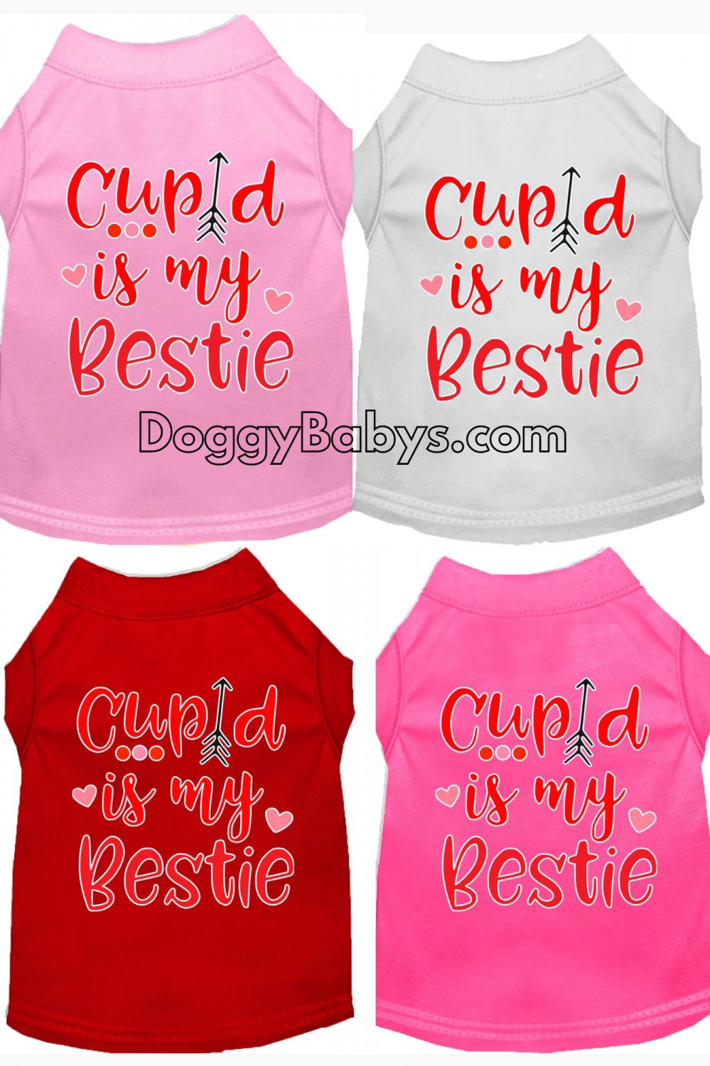 "Cupid Is My Bestie" Screen print Pet Shirt Red, White, Pink and Light ...
