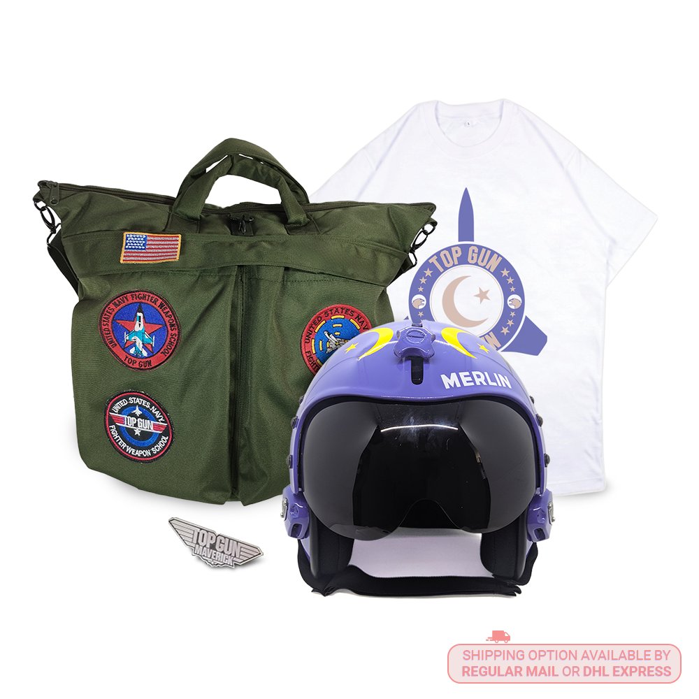 HGU-33 Top Gun Merlin Flight Helmet Movie Prop Pilot Aviator USN Navy ...