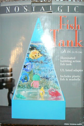 Blue 12.5 inch Pyramid Pretend Desktop Fish Tank Aquarium - Illuminated ...