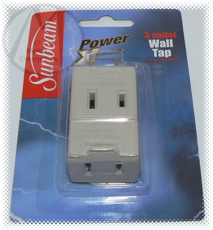 Sunbeam 3 Outlet Wall Tap - Power Extension - NIP & FREE SHIPPING