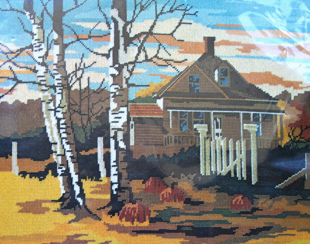 Country Retreat from Dimensions vintage needlepoint kit homestead farm ...
