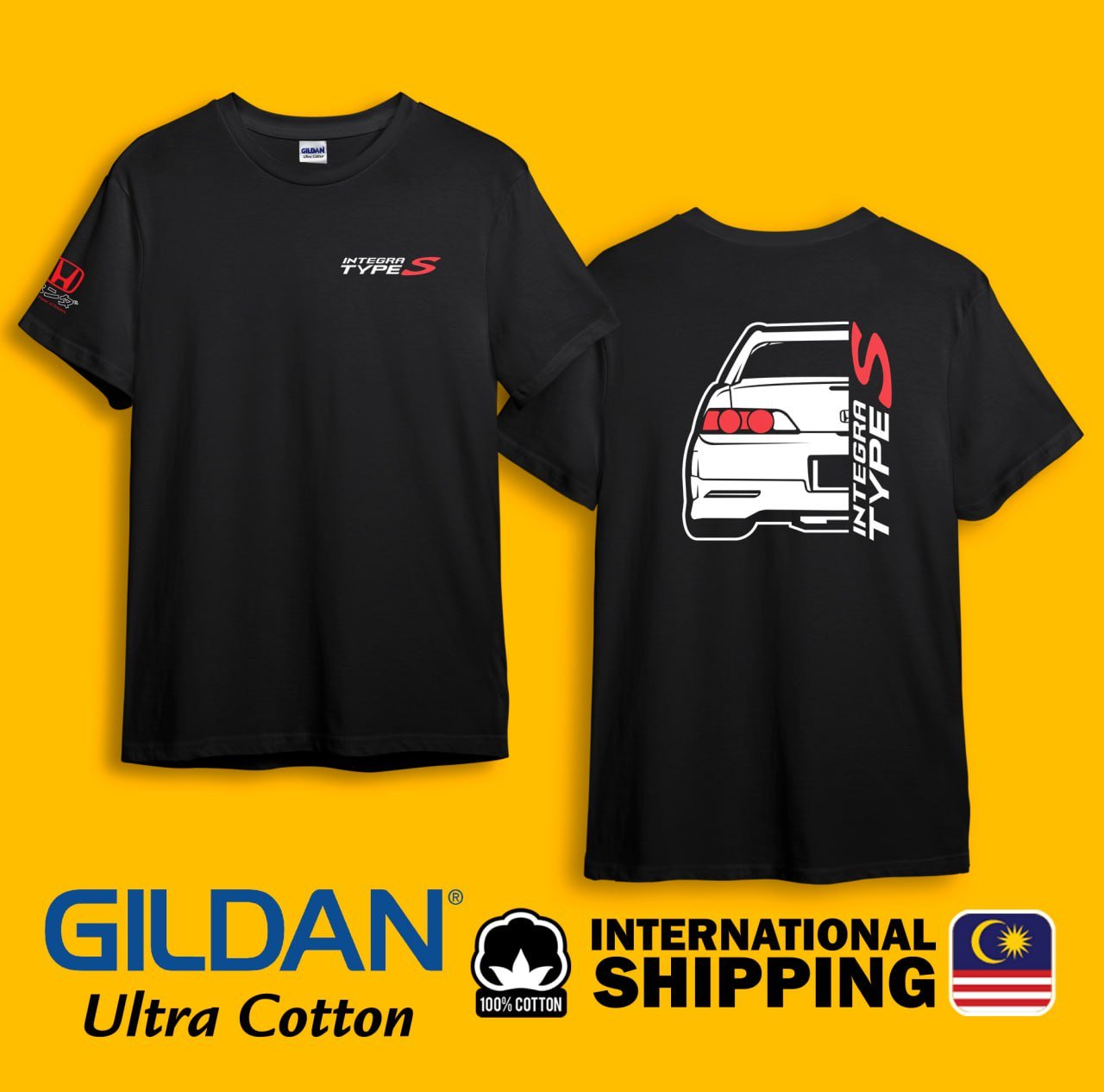 Honda Integra DC2 Type S Rear JDM Car Gildan Ultra Black Heavy Cotton T ...