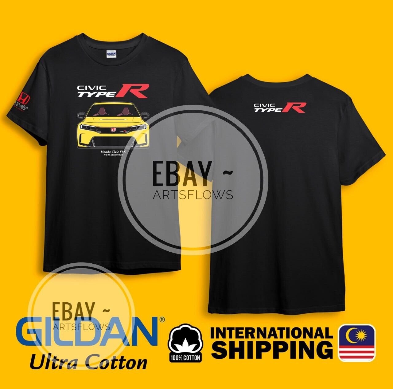 2023 Civic Type R FL5R JDM Kanjo Black Heavy Cotton Size (S-3XL) T-shirt