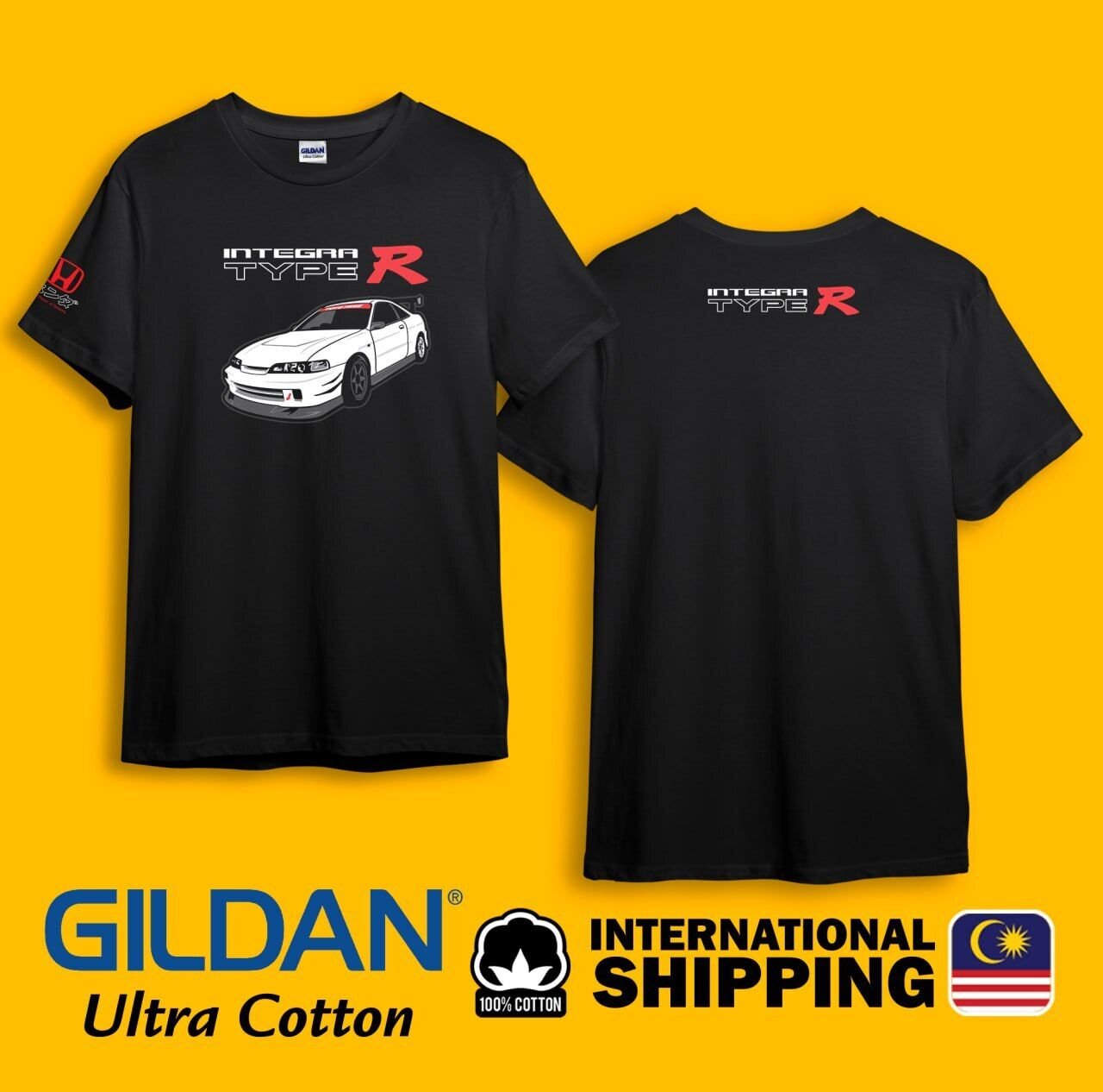 Integra DC2 Type R JDM Car Graphic Black Heavy Cotton Size S-3XL T-shirt