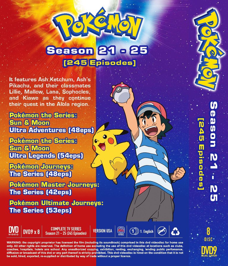 Pokemon Season 21-25 245 Episodes Japanese Anime DVD USA Version ...