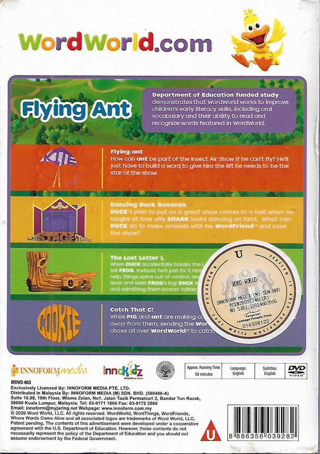 Wordworld Where Words Come Alive DVD Flying Ant Dancing Duck Lost Letter L