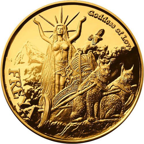 1 oz .999 silver Norse God FREYA God Of LOVE valkyrie horse GOLD PLATED ...