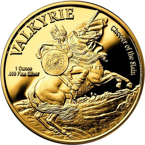 1 oz .999 silver Norse God FREYA God Of LOVE valkyrie horse GOLD PLATED ...