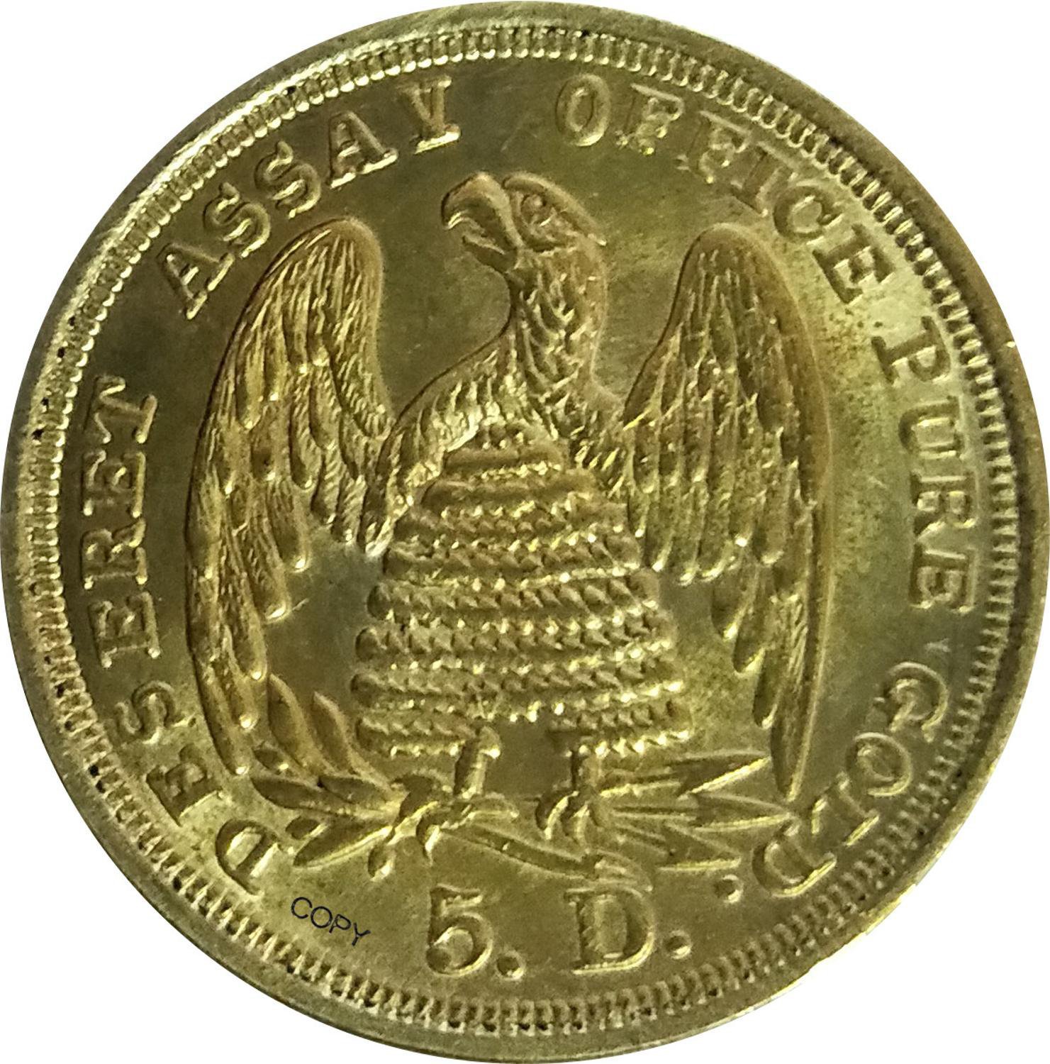 United States 1860 Five Dollars $5 Lion Gold Coin Brass Metal Copy ...