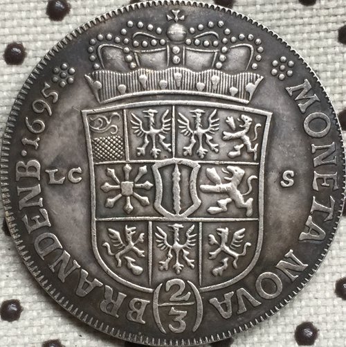 1695 German Thaler - Friedrich III 2/3 Thaler coins COPY 38mm