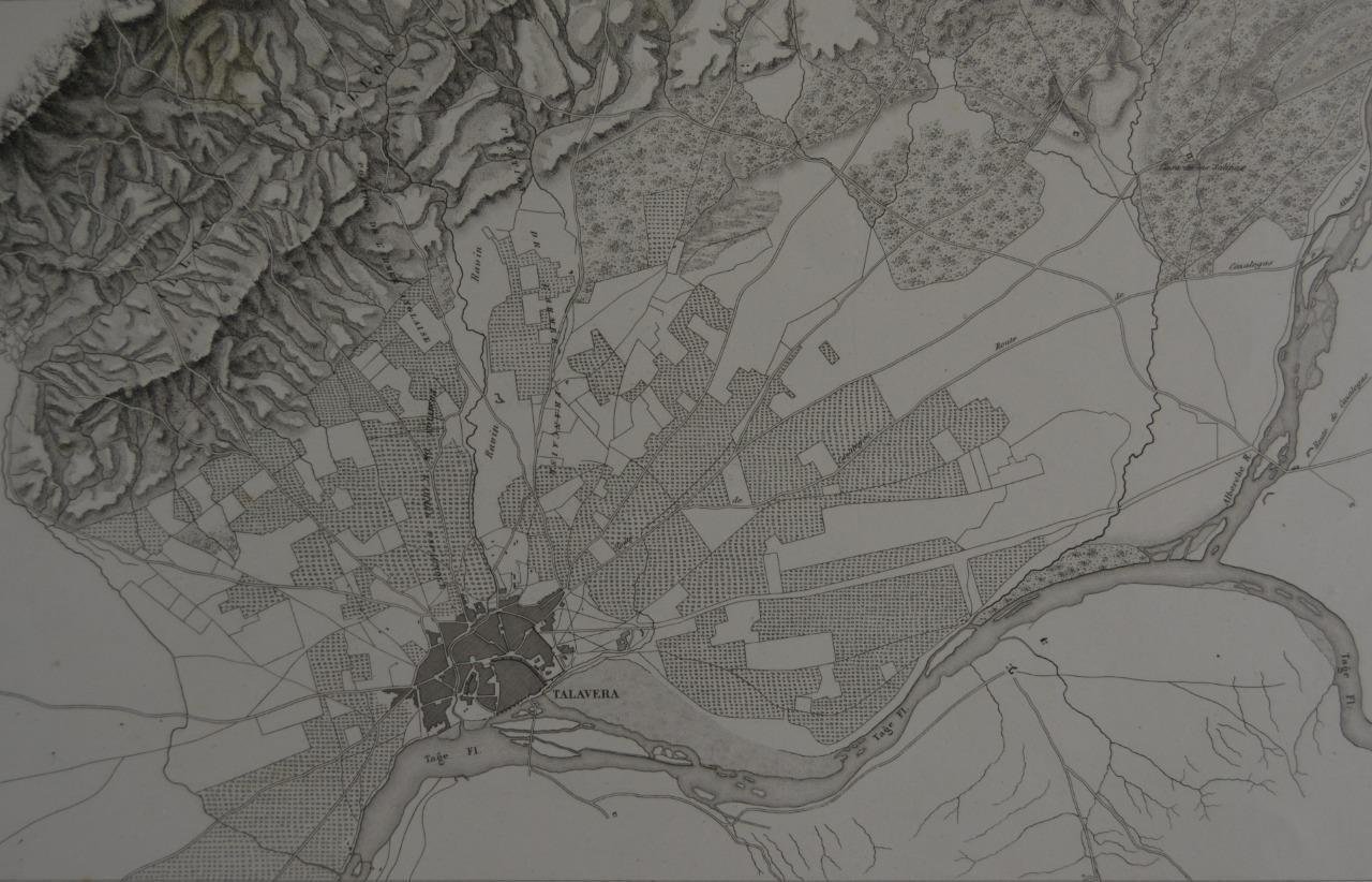 Antique 1850's Map Talavera Spain Large 11x17 Original Art Engraving