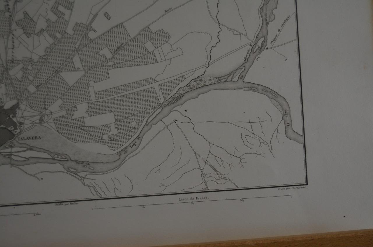 Antique 1850's Map Talavera Spain Large 11x17 Original Art Engraving