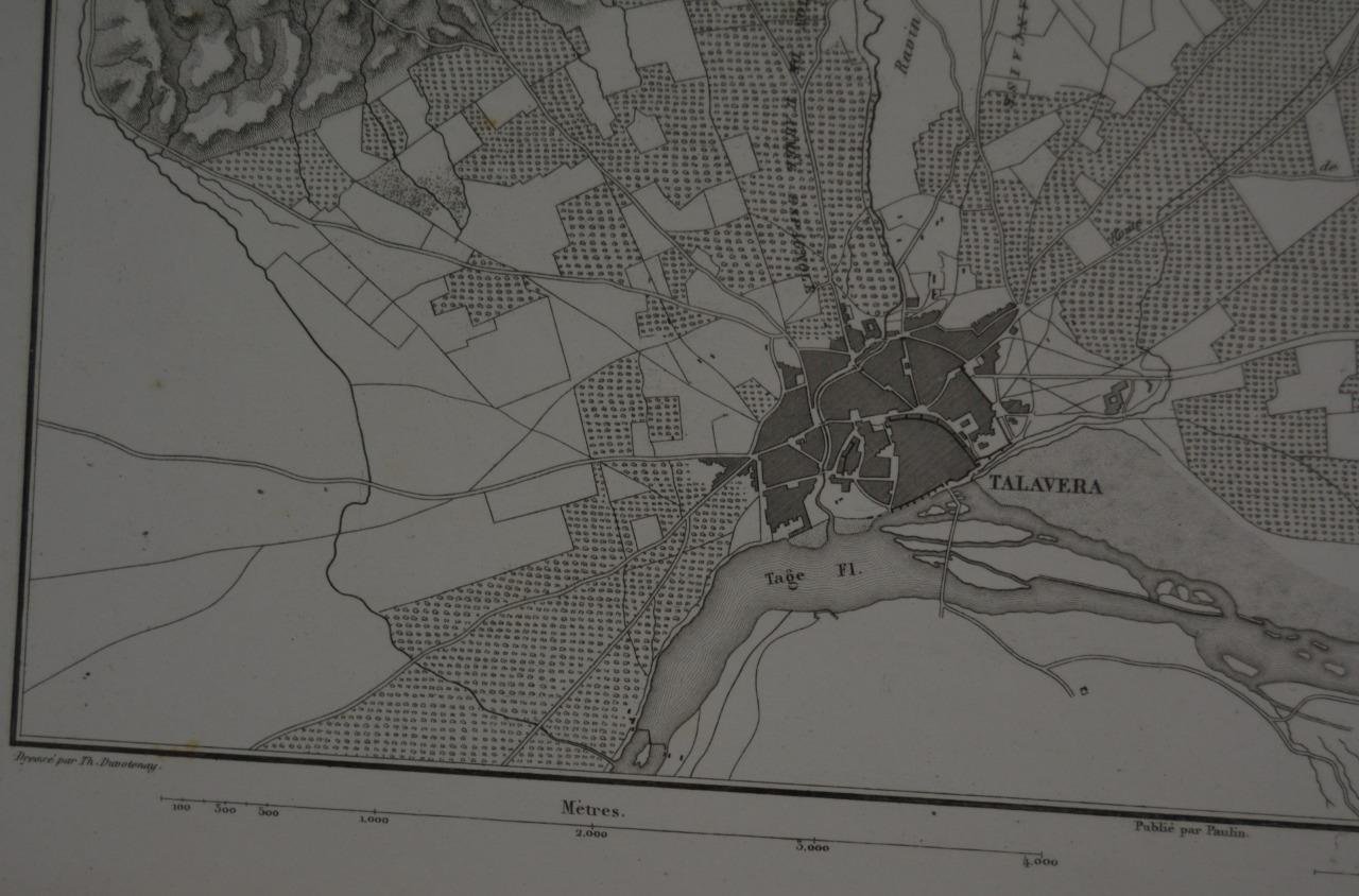 Antique 1850's Map Talavera Spain Large 11x17 Original Art Engraving