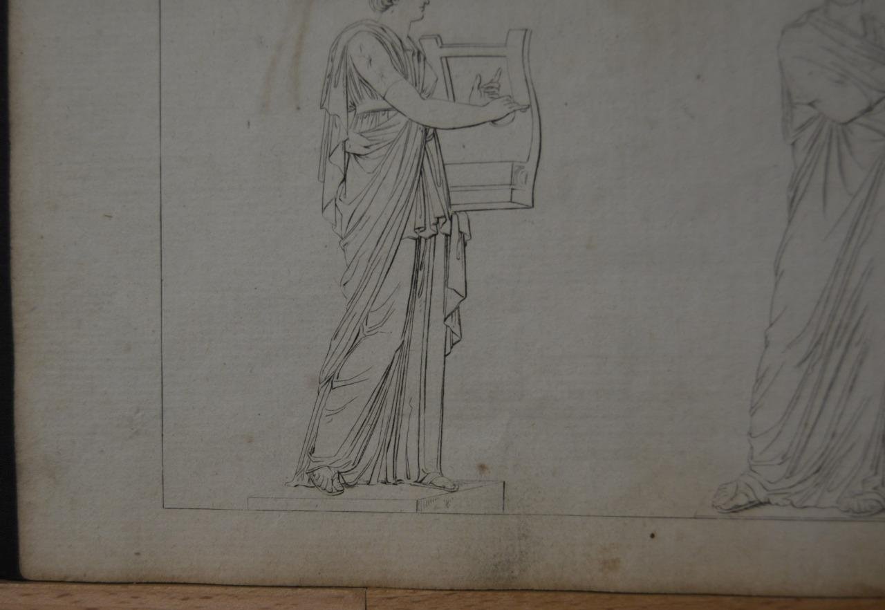 Ancient Greek Mythology Art Engraving Antique 1820's The Muses Original