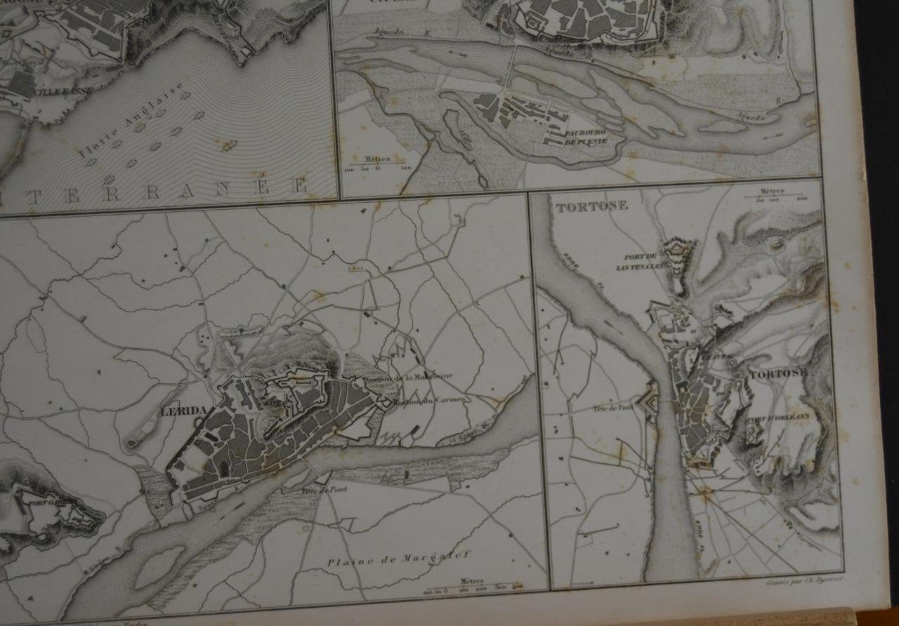 Antique 1850's Map Military Forts of Spain Large 11x17 Original Art ...
