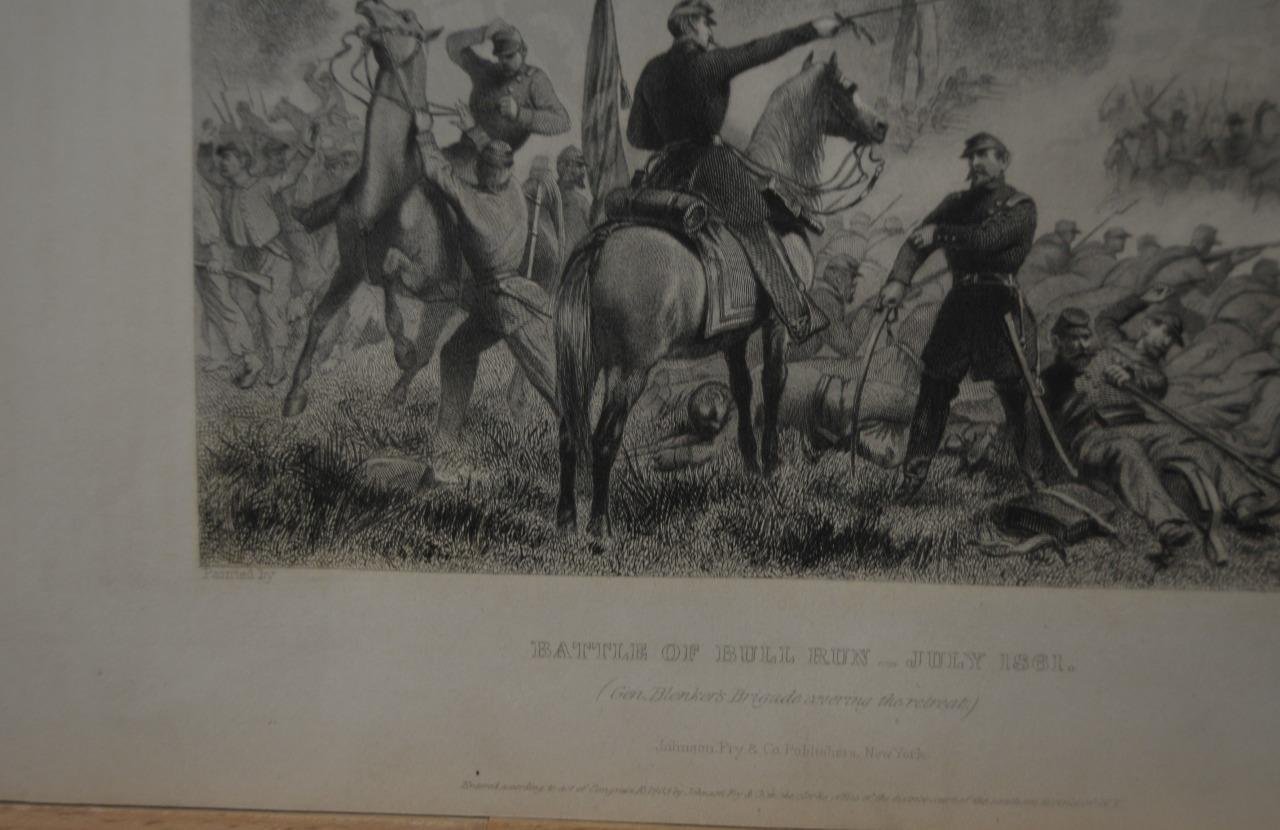Antique US Civil War Battle of Bull Run Engraving Original 1863 History