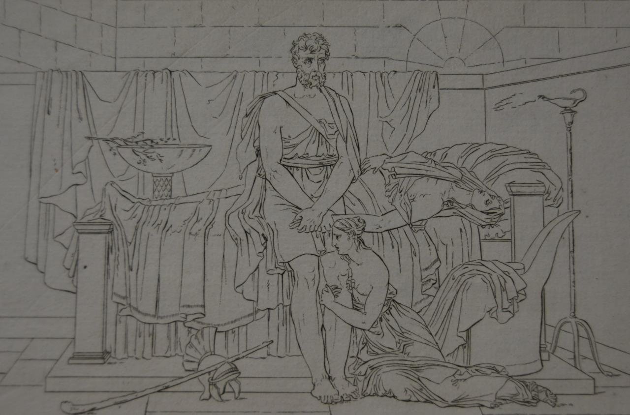 Ancient Greek Mythology Art Engraving Antique 1820's Marcus Sextus Original