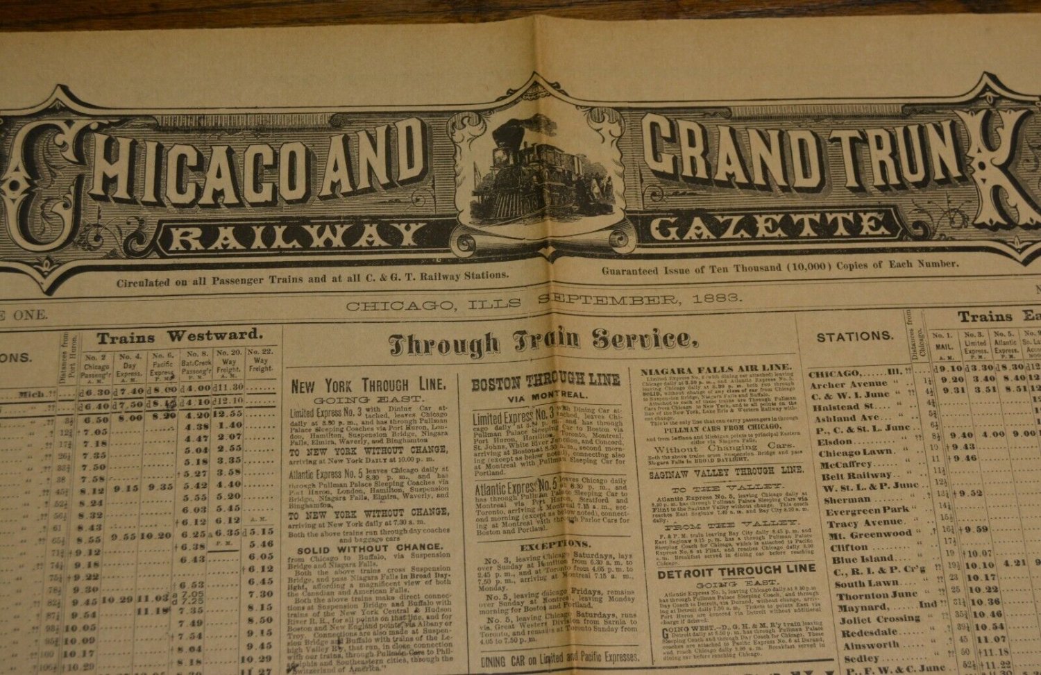 Rare Antique 1883 CHICAGO AND & GRAND TRUNK RAILWAY GAZETTE VOL 1 # 1 ...